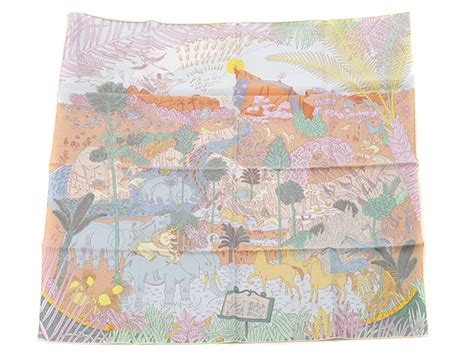 HERMES エルメス カレ90 LE CARNAVAL DES ANIMAUX アクア ヴェール ジョーヌ430