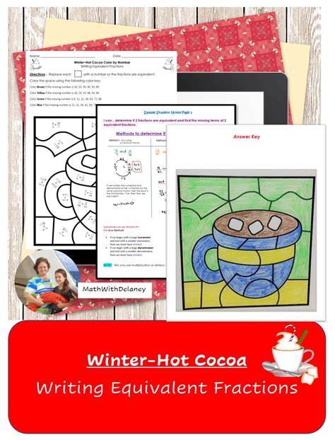 Winter Hot Cocoa Color By Number Writing Equivalent Fractions Classful