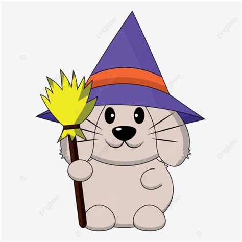 빗자루와 마녀 모자를 쓴 귀여운 토끼 요술 토끼 마녀 Png 일러스트 및 벡터 에 대한 무료 다운로드 Pngtree