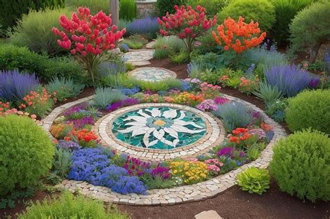 Floral Mosaic Garden Premium Ai Generated Image