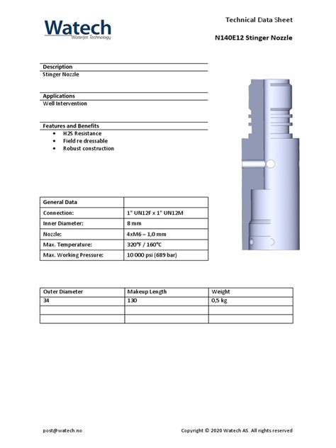 N140e12 Stinger Nozzle 4xm6 Thrubore 13tm Pdf Home And Garden Computers