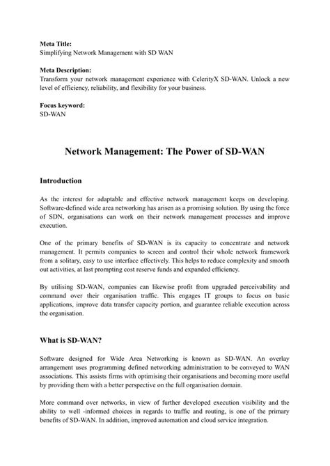 Ppt Simplifying Network Management With Sd Wan Powerpoint