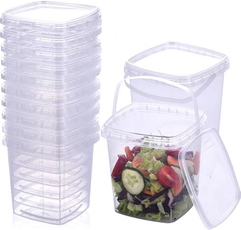 YIUN 30 Oz Square Clear Deli Containers With Lids Stackable BPA Free