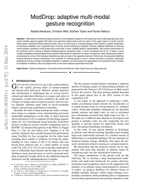 Pdf Moddrop Adaptive Multi Modal Gesture Recognition