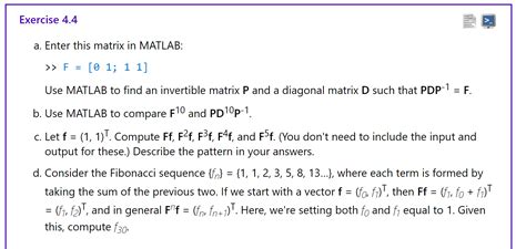 Solved Exercise A Enter This Matrix In MATLAB F Chegg