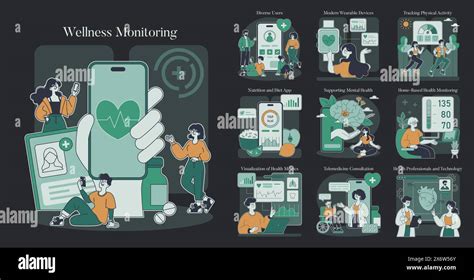 wellness monitoring concept an array of health tracking activities