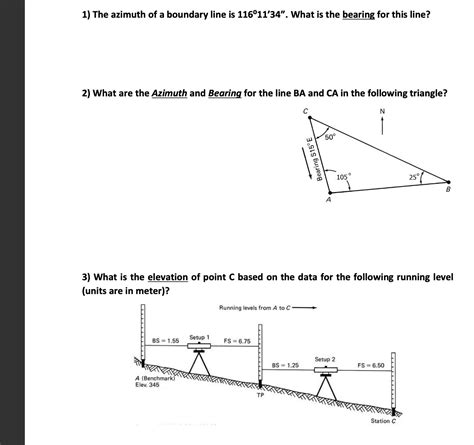 Solved 1 The Azimuth Of A Boundary Line Is 1161134 Chegg Com