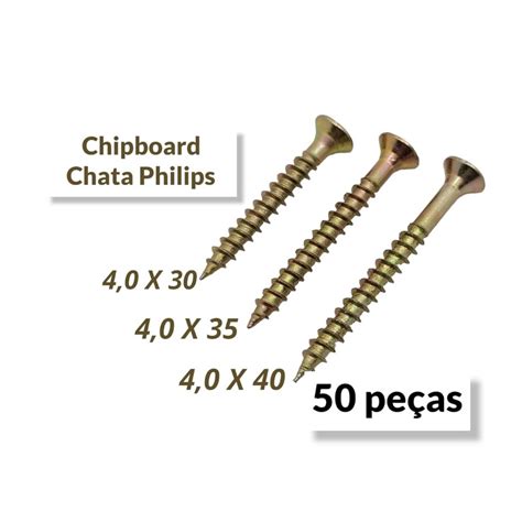 Parafusos Chipboard Cabeça Chata Phillips x medida a escolher peças