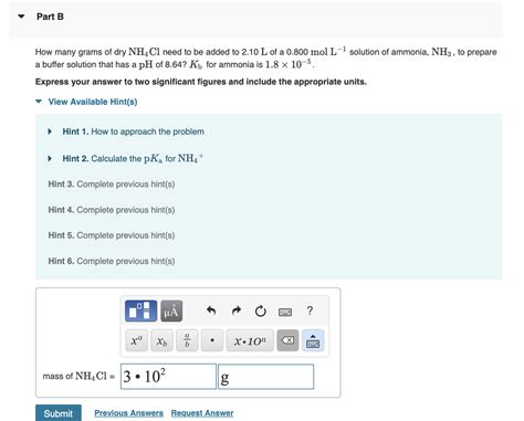 Solved How Many Grams Of Dry NH4Cl Need To Be Added To 2 10 Chegg