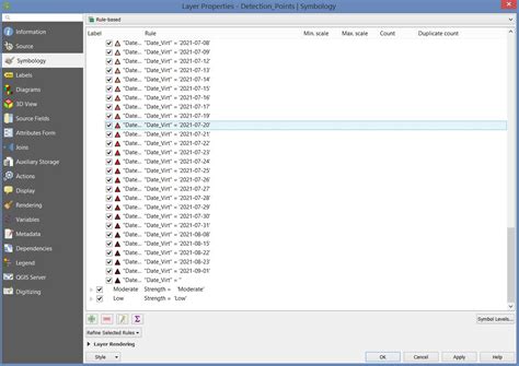 Qgis Auto Updating Rule Based Symbology Categorised By Date Geographic Information Systems