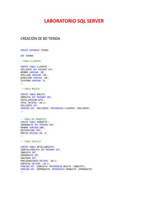 Laboratorio Sql Server 01 V2 1 Pdf Sql Gestión De Tecnología De