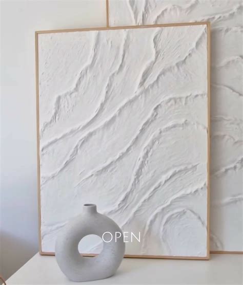 Tableau Texturé Authentique Pièce Unique Blanc Mirette