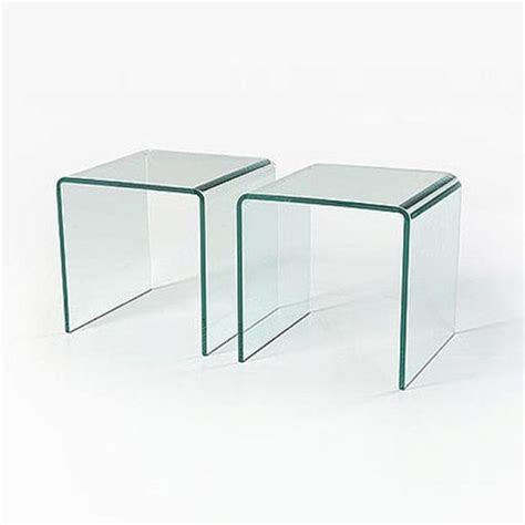 Pair Of Glass Side Tables Modern Stylish Retro And Contemporary Glass