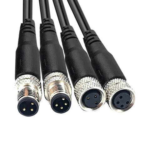 M8 Cable Connector 3 Pin 4 Pin 5 6 8 Pin Male Female Waterproof Custom