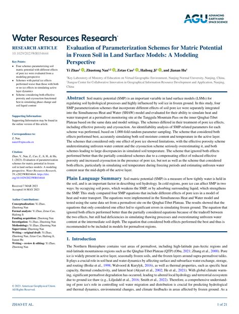 Evaluation Of Parameterization Schemes For Matric Potential In Frozen