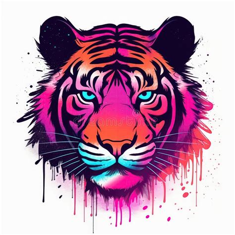 Bad Tiger White Background Logo Generative Ai Stock Illustration