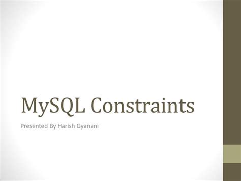 Mysql Constraints Ppt