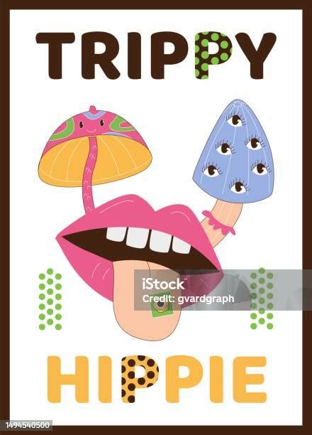 70s Style Poster With Groovy Retro Vector Illustration Opened Mouth