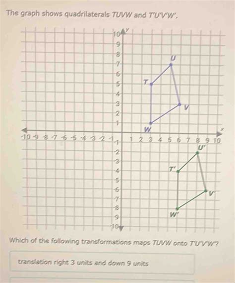 Solved The Graph Shows Quadrilaterals Tuvw And Tuvw We Following