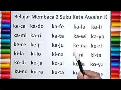 Belajar Mengeja Dan Membaca 2 Suku Kata Awalan Huruf K Untuk Anak