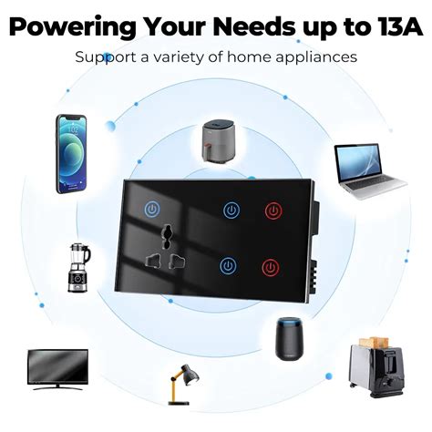 Tuya Smart WiFi Smart 4 Gang Socekt Touch Wall Switch With Power