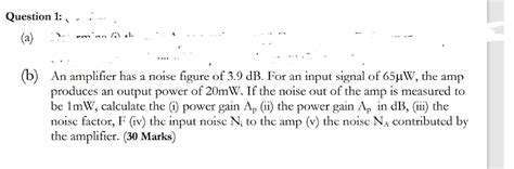 Solved Question A Mine B An Amplifier Has A Noise Chegg Com