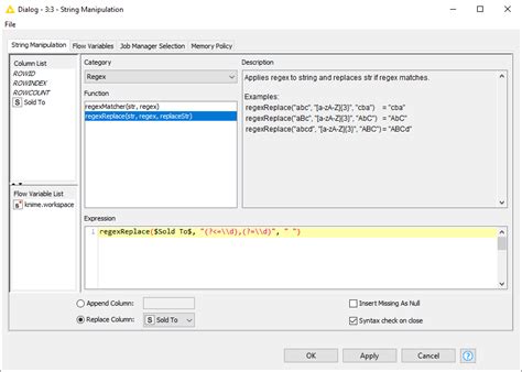 string manipulation regexreplace knime analytics platform knime