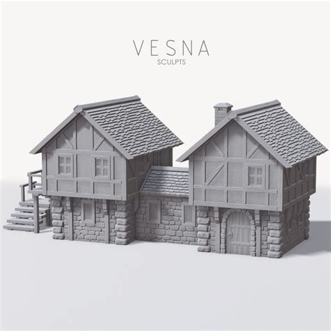3d Printable Medieval Manor House By Vesna Sculpts