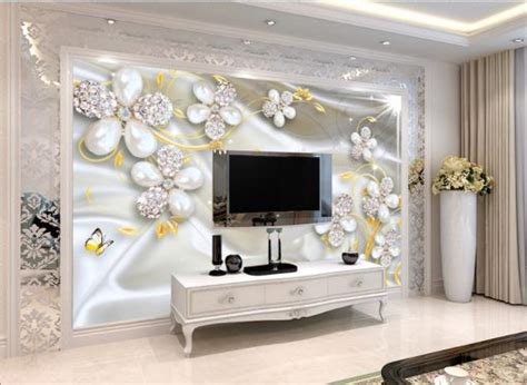 White Pearls And Diamonds 3d 5d 8d Wall Murals Custom Wallpaper