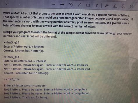 Solved D Ah Write A Matlab Script That Prompts The