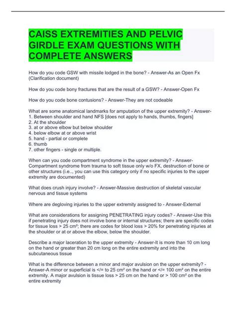 Caiss Extremities And Pelvic Girdle Exam Questions With Complete Answers Caiss Stuvia Us