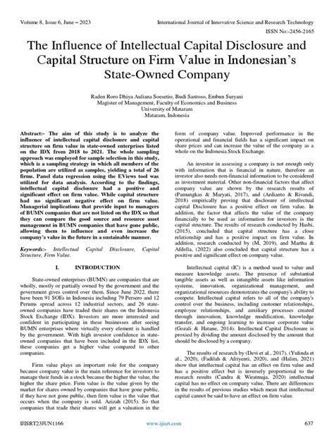 The Influence Of Intellectual Capital Disclosure And Capital Structure