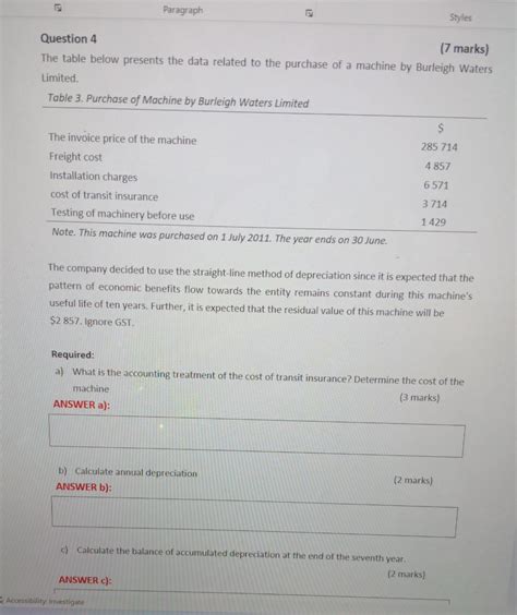 Solved Question 4 7 Marks The Table Below Presents The