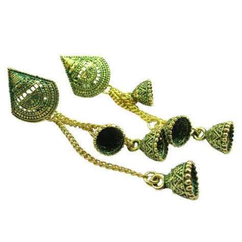 Buy Omsar Jewelry Green Color Gold Plated Drop Earrings Online At Best