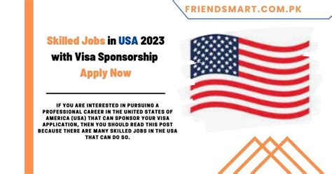Skilled Jobs In Usa 2023 With Visa Sponsorship Apply Now