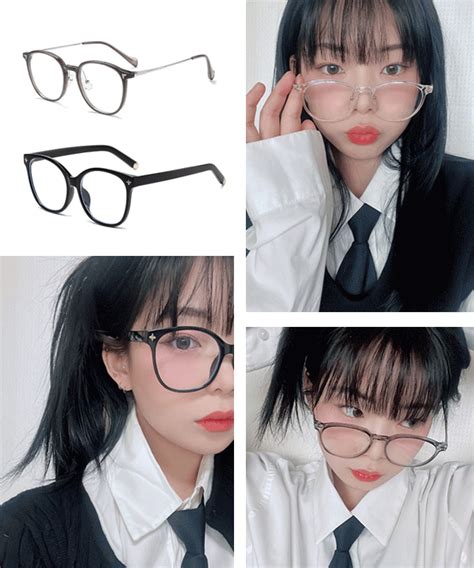 당일출고고퀄💕 데일리 긱시크룩 라운드 뿔테 안경 알큰 빅사이즈 블루라이트차단 렌즈 에이블리
