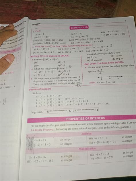Integers9exercise 1 C1 Find I −6÷2ii 8÷−4iii −57−