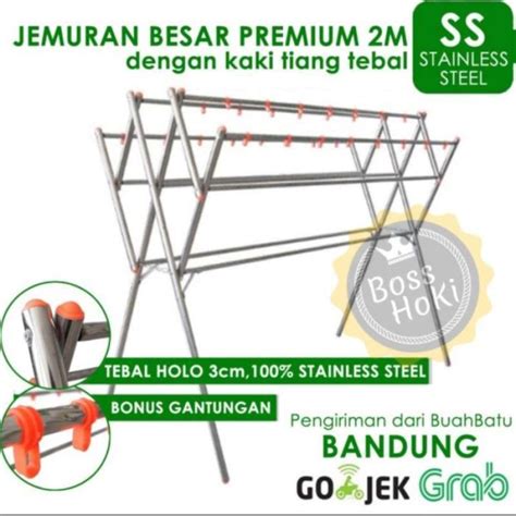 Promo Jemuran Baju Besar Stainless Steel 180 Anti Karat 2 Meter Diskon
