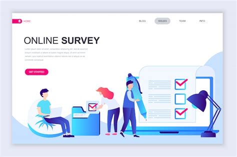 premium vector modern flat web page design template of online survey