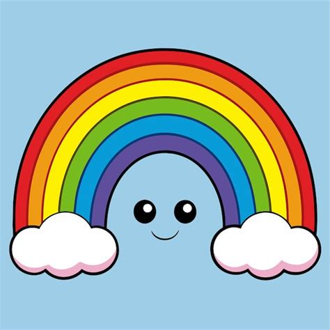 A Rainbow With A Face And A Cloud In The Sky Premium Ai Generated Vector