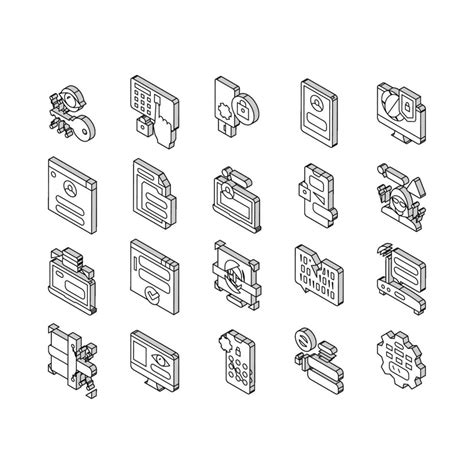Password Protection Collection Isometric Icons Set Vector Illustration 39840548 Vector Art At