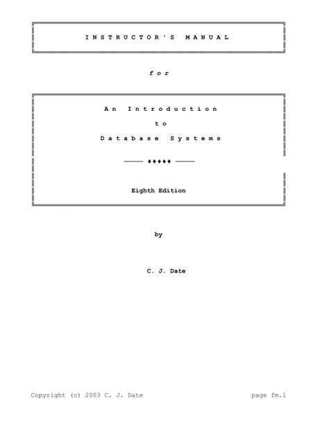 Database Systems Instructors Manual 8th Edition