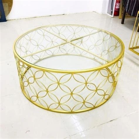 Round Stainless Steel Golden Glass Table At ₹ 2000piece In Moradabad
