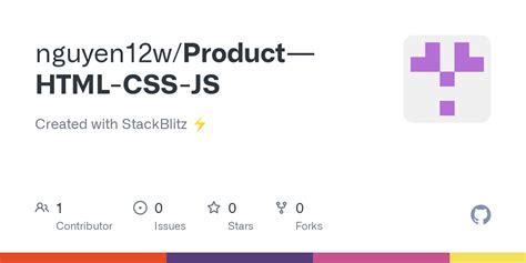 GitHub Nguyen12w Product HTML CSS JS Created With StackBlitz