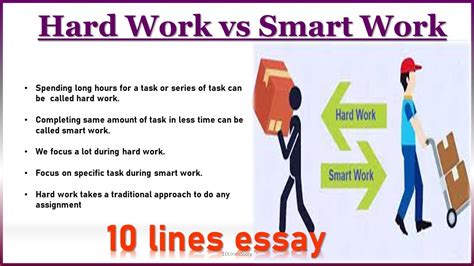 Hard Work Vs Smart Work10 Lines Essayhard Worksmart Work Youtube