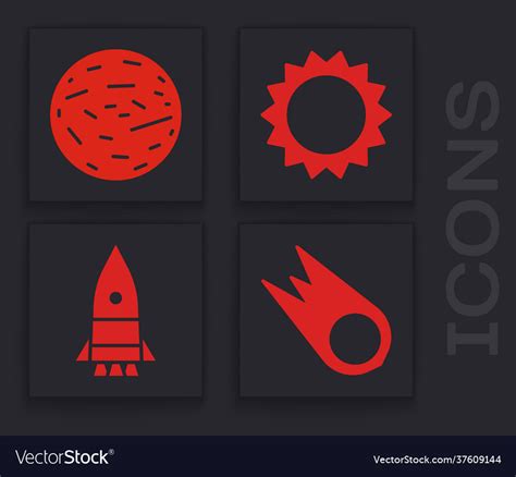 Set Comet Falling Down Fast Planet Venus Sun Vector Image