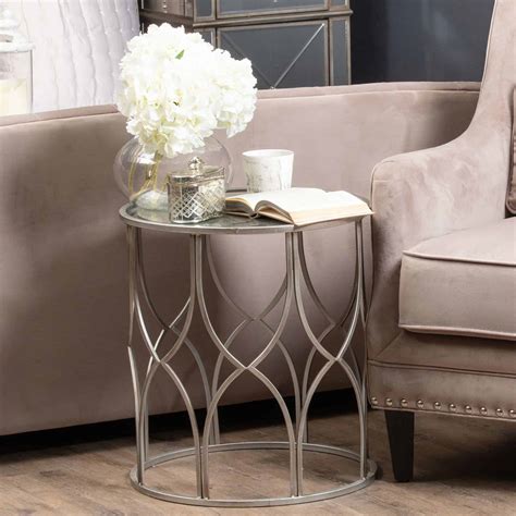 Set Of Two Lattice Detail Silver Side Table Dukes Home Interiors