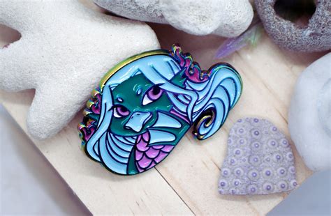 Amabie Yokai Enamel Pin Free Glitter Sticker Limited Etsy
