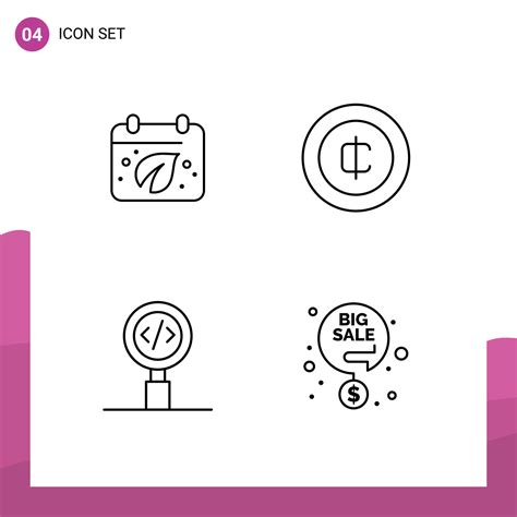 4 Creative Icons Modern Signs And Symbols Of Earth Coding Calender Ecommerce Programming