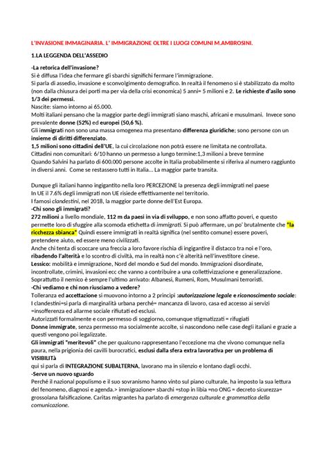 Linvasione Immaginaria Riassunto X Capitoli Docsity
